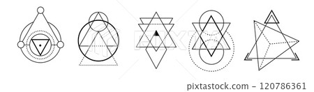 Alchemical triangle with sacred lines for... - Stock Illustration ...