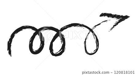 Charcoal curling right arrow. Hand drawn arrow. - Stock Illustration ...