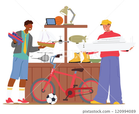 Teenage boy customer cartoon character choosing... - Stock Illustration ...