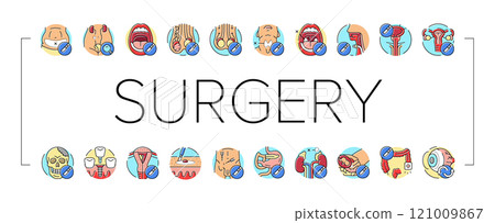 surgery health medical skin icons set vector - Stock Illustration ...