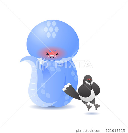 Shy snake and magpie characters - Stock Illustration [121015615] - PIXTA