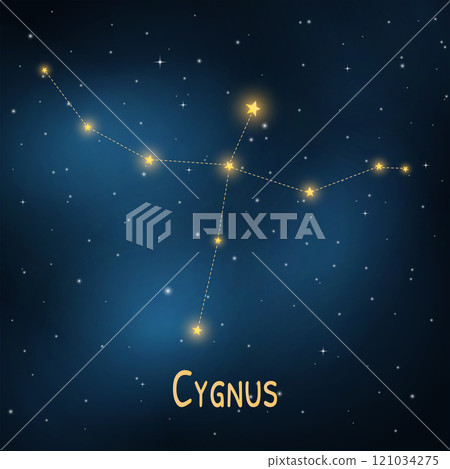 Cygnus constellation: night sky illustration of... - Stock Illustration ...