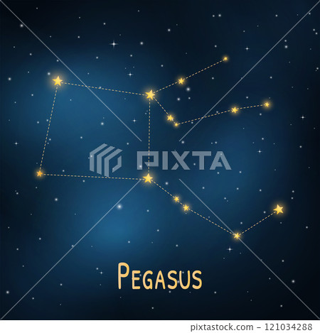 Pegasus constellation: celestial star map in... - Stock Illustration ...