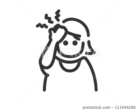 Illustration of a woman with a headache (line... - Stock Illustration ...