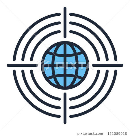Target with Earth Globe vector World blue icon... - Stock Illustration ...