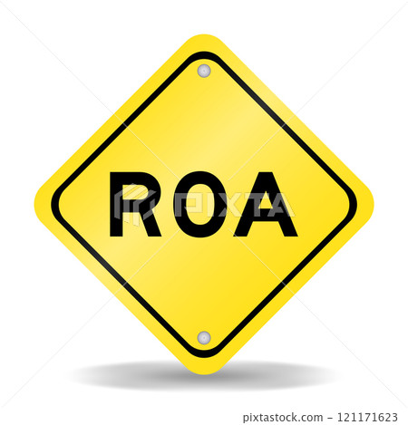 Yellow color transportation sign with word ROA... - Stock Illustration ...