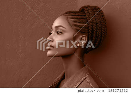 African woman with mocha mousse brown braided... - Stock Illustration ...