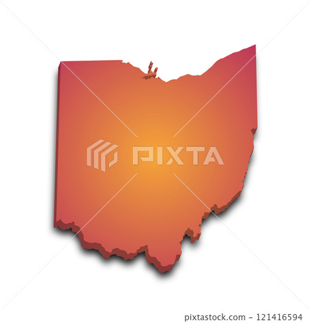 3d Map of Ohio state with color. United State...-插圖素材 [121416594] - PIXTA圖庫