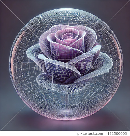 Wireframe-style representation of a purple rose... - Stock Illustration ...