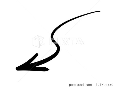 Hand-drawn curved arrow downwards, descending,... - Stock Illustration ...