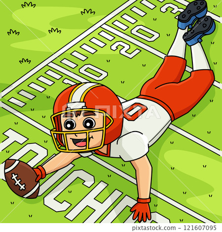 American Football Touchdown Colored Cartoon - Stock Illustration ...