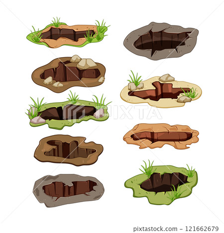 pit set cartoon vector illustration - Stock Illustration [121662679 ...