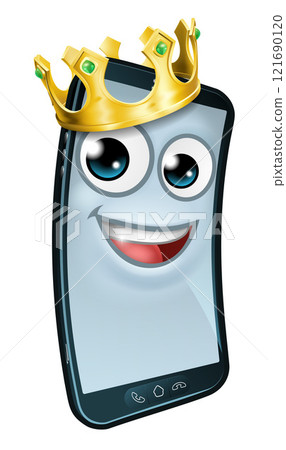 Mobile Phone King Crown Cartoon Mascot - Stock Illustration [121690120 ...
