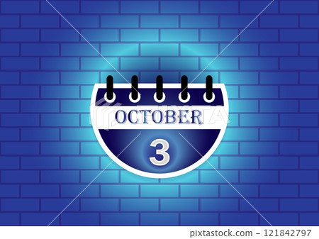 October 3rd calendar date on a blue brick wall... - Stock Illustration ...