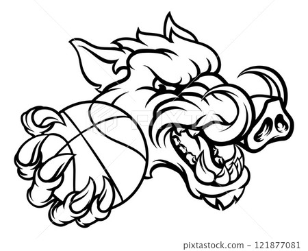 Boar Wild Hog Razorback Warthog Basketball Mascot - Stock Illustration ...