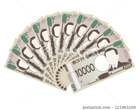 A fan-shaped 10,000-yen note - Stock Illustration [121963209] - PIXTA