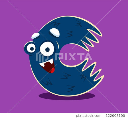 Halloween font letter C crazy monster... - Stock Illustration ...