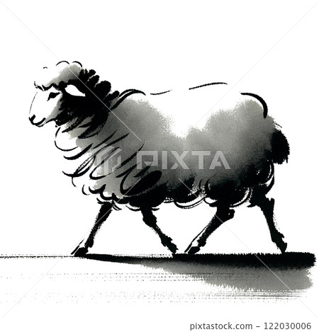 Sheep ink painting illustration - Stock Illustration [122030006] - PIXTA