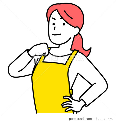 A woman in an apron puffing out her chest - Stock Illustration ...
