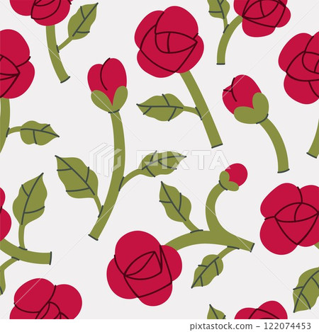 Seamless pattern with simple red roses on a... - Stock Illustration ...