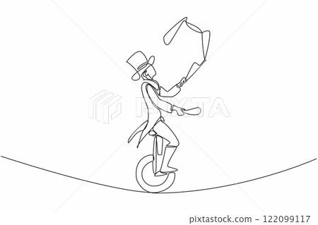 Single one line drawing male juggler juggling...-插圖素材 [122099117] - PIXTA圖庫