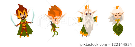 Cute Forest Elves as Fairytale Magic Characters... - Stock Illustration ...
