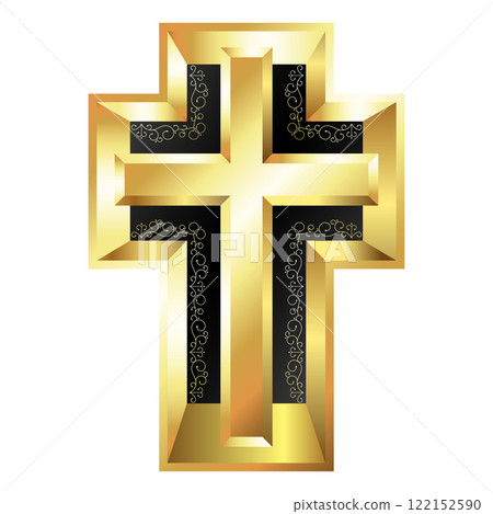 Christian gold beautiful double cross pattern,... - Stock Illustration ...