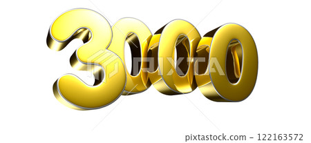 Golden number 3000 3D illustration.-插圖素材 [122163572] - PIXTA圖庫