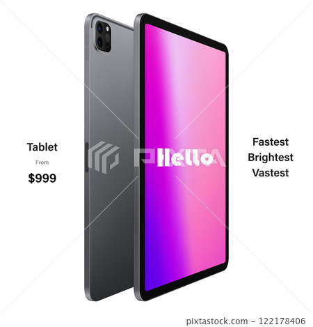 tablet gray color with colored touch screen... - Stock Illustration ...