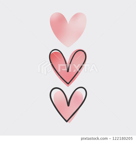 Vector illustration. Three pink hearts with a... - Stock Illustration ...