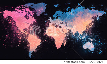 vibrant world map showcasing global...-插圖素材 [122208693] - PIXTA圖庫