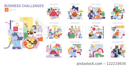 Business Challenges set. Visual representation... - Stock Illustration ...