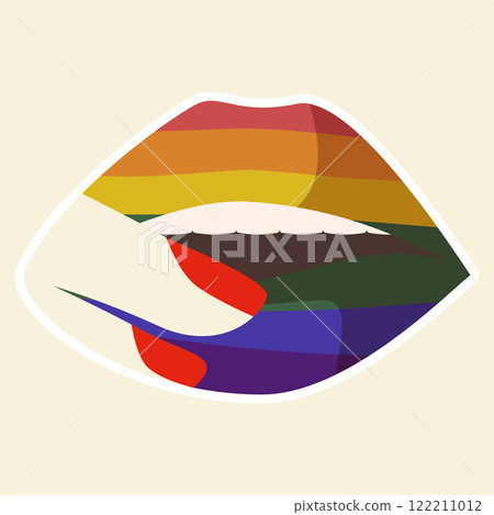 Rainbow pride day mouth sticker. LGBT lip for... - Stock Illustration ...