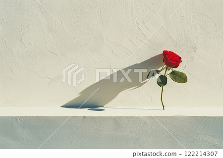 Single red rose casting a shadow against a... - Stock Illustration ...