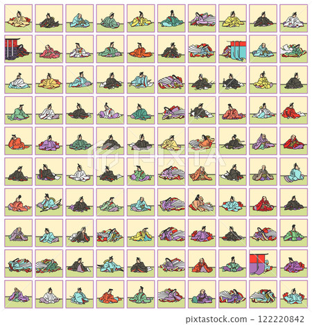 Square color simple Hyakunin Isshu icon set - Stock Illustration ...