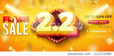 2 February Shopping Day Flash Sale Design with... - Stock Illustration ...