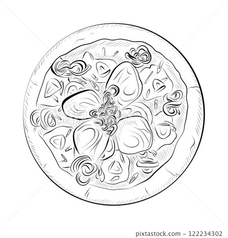 Line drawing. Food in line art style - Italian... - Stock Illustration ...
