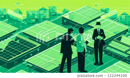 Isometric solar cell team constructing a smart... - Stock Illustration ...