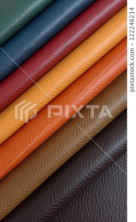 A collection of genuine pigskin leather samples... - Stock Illustration ...