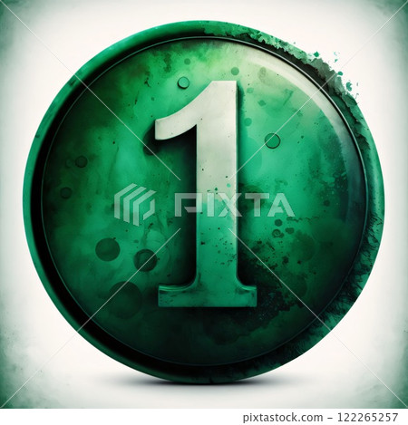 Green number one on a white background, 3d... - Stock Illustration ...