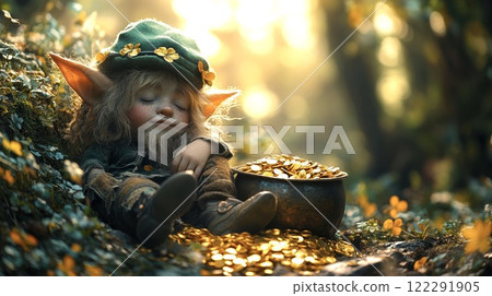 A tired wood elf sleeps in the rays of the sun... - Stock Illustration ...
