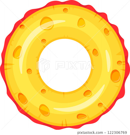 Inflatable ring with cheese pattern floating on... - Stock Illustration ...