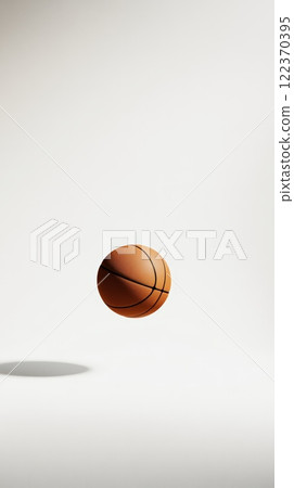 Classic orange basketball levitating gracefully...-插圖素材 [122370395 ...