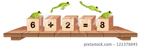 Frogs Jumping Over Math Blocks - Stock Illustration [122378845] - PIXTA