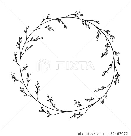 Large, intricate wreath with dense foliage in a... - Stock Illustration ...