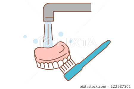 Illustration of washing dentures in the bathroom - Stock Illustration ...