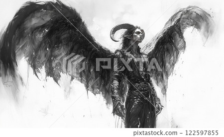 Fallen angel, beautiful daemon, Azazel. AI... - Stock Illustration ...