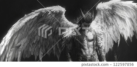 Fallen angel, beautiful daemon, Azazel. AI... - Stock Illustration ...