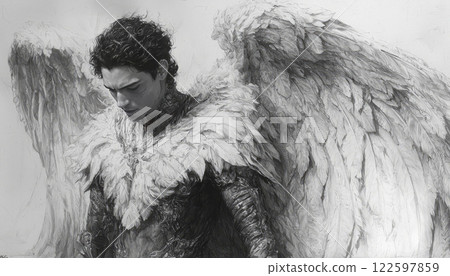 Fallen angel, beautiful daemon, Azazel. AI... - Stock Illustration ...