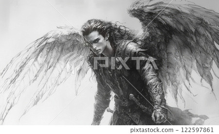 Fallen angel, beautiful daemon, Azazel. AI... - Stock Illustration ...